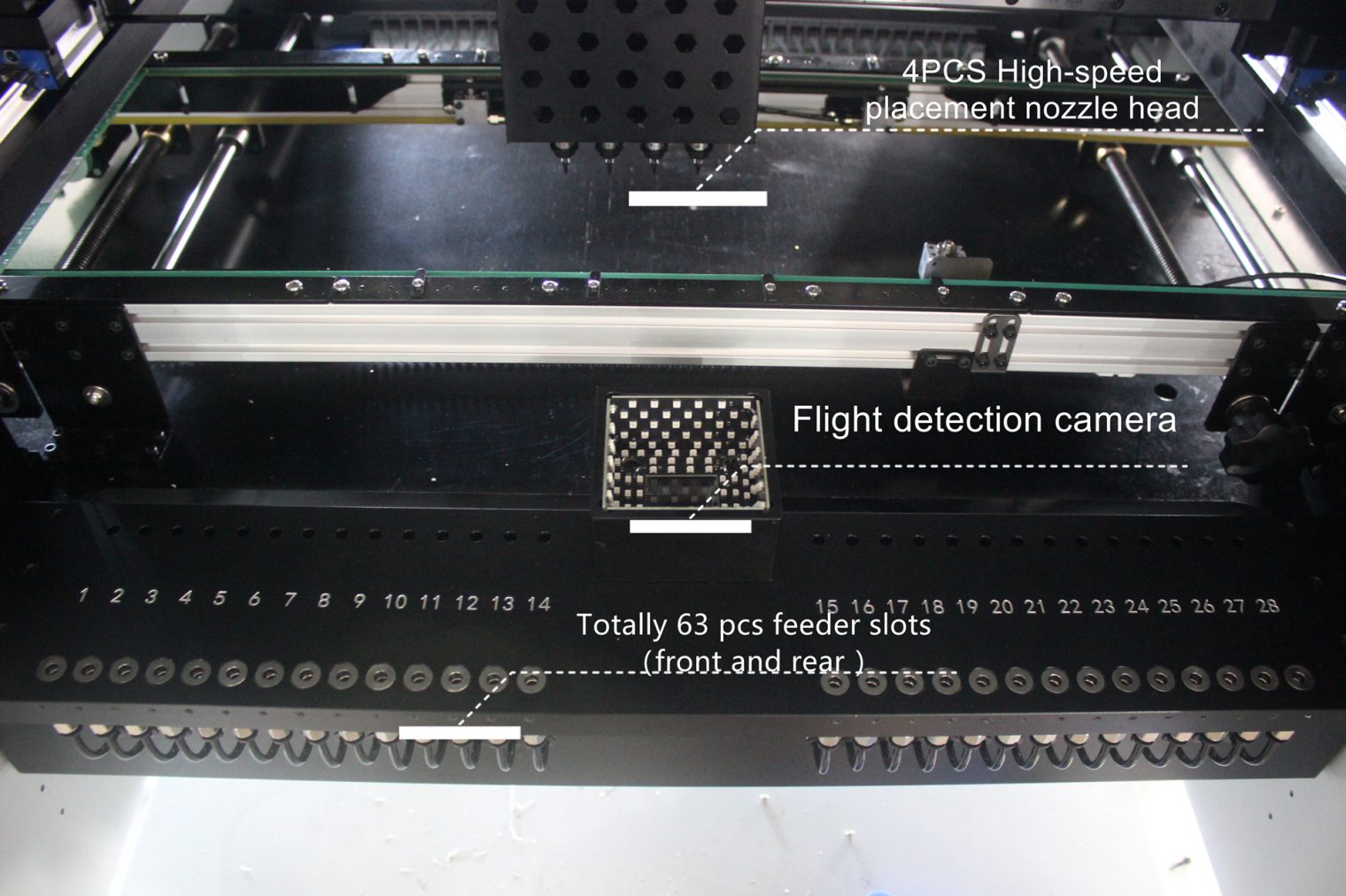 TVM926S SMT pick and place machine 4heads 63slots With Rail